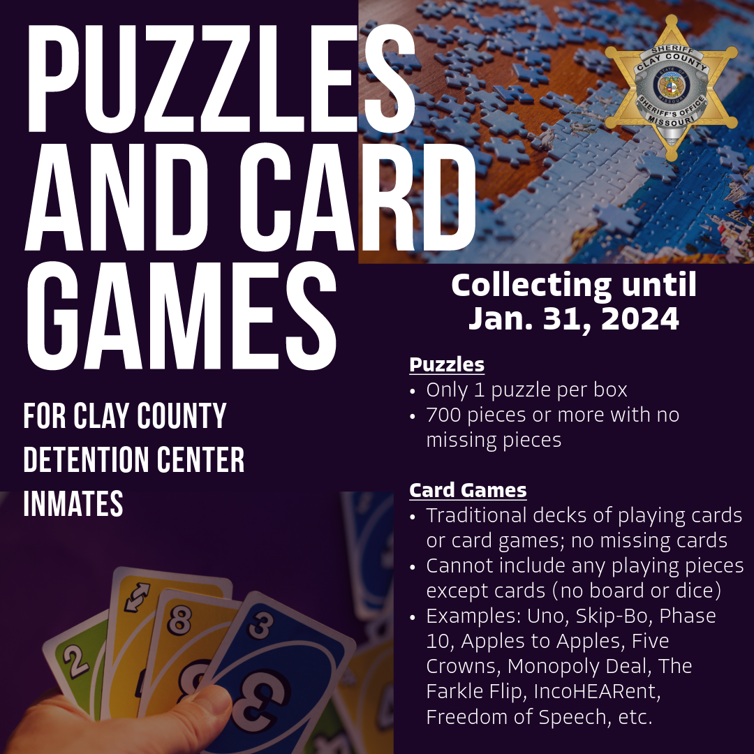 Card game and puzzle drive for inmates
